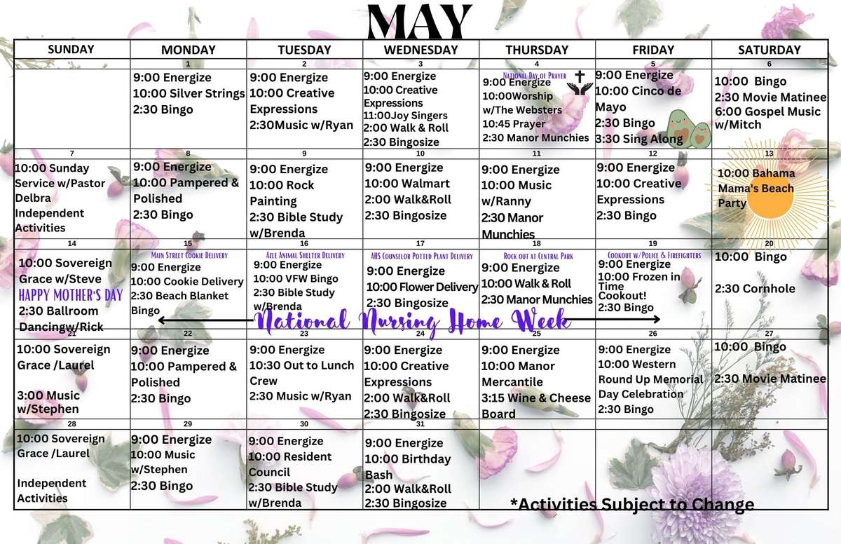 Azle Manor Community Calendar